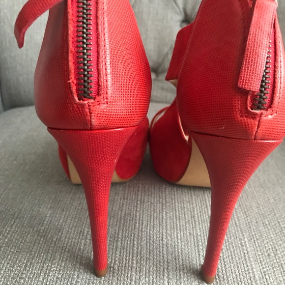 Zara | Shoes | Dreamy Suede Leather Red High Zara Heels Sandals | Poshmark